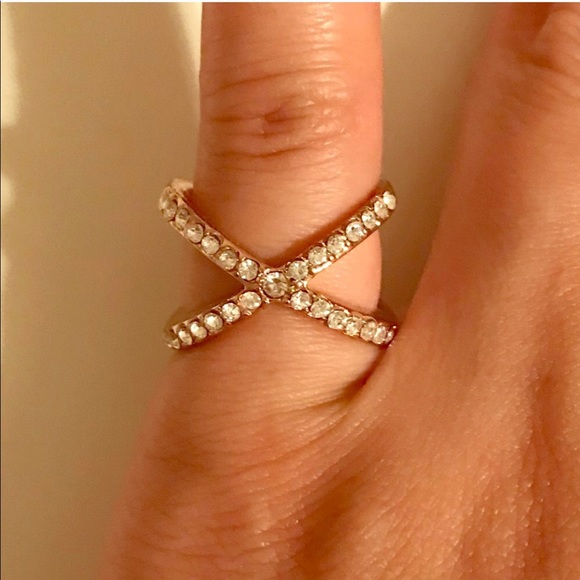 Jewelry | Rose Gold X Faux Diamond Ring | Poshmark